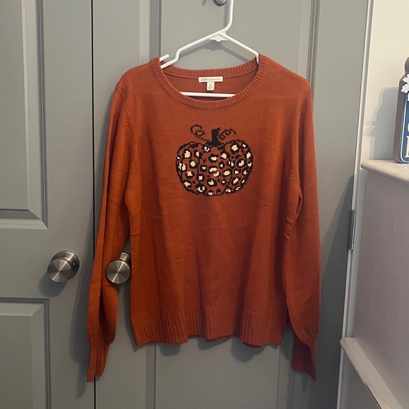 Cato | Sweaters | Cato Rust Sweater With Leopard Pumpkin On The Front ...